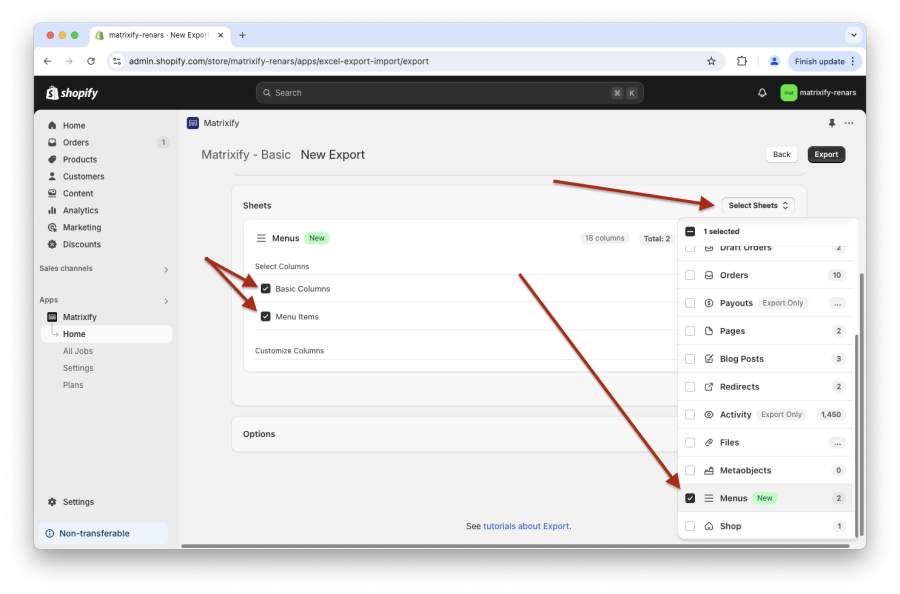 How to clone and copy Navigation Menus between Shopify stores - Matrixify App
