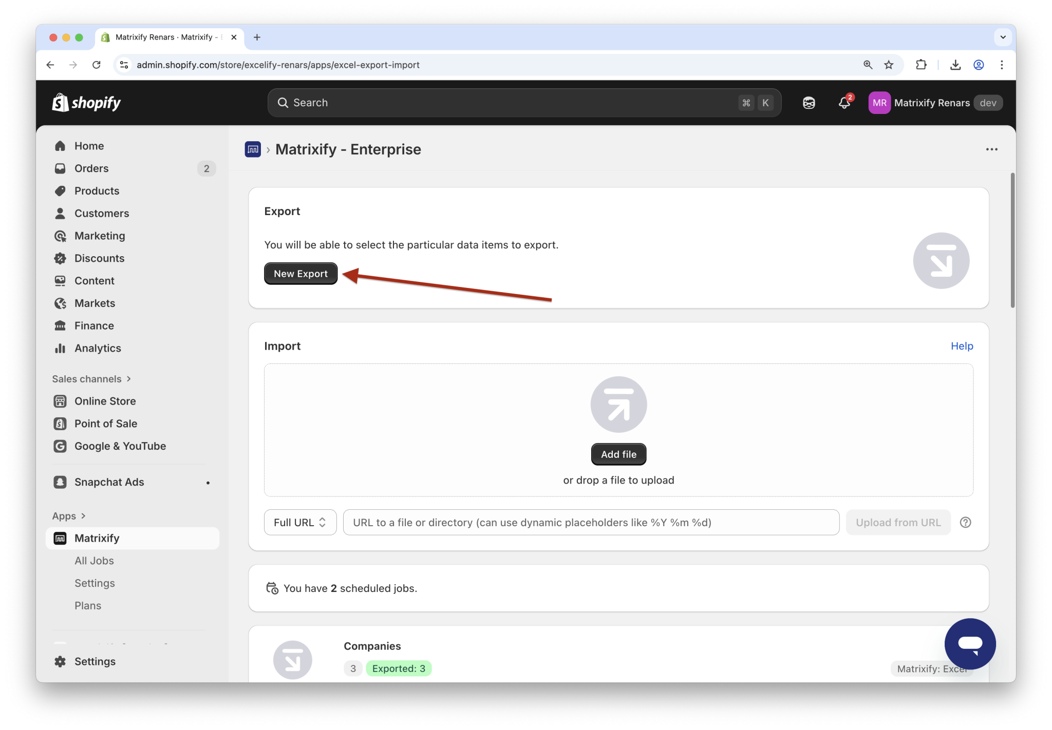 How to Export Shopify B2B Companies Data to Excel/CSV - Matrixify App