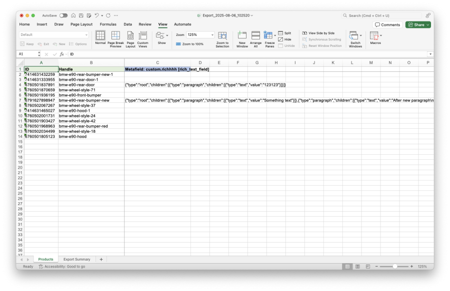 Bulk update Shopify Rich Text Metafields using HTML or Markdown - Matrixify App