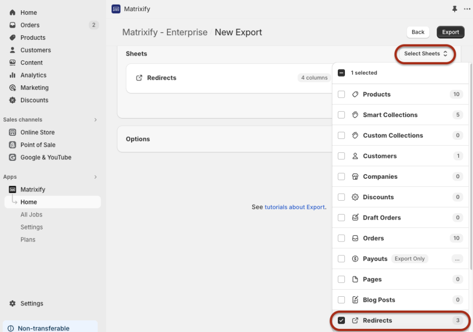 How to export Shopify URL Redirects to Excel or CSV spreadsheet
