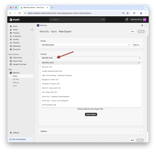 Export Shopify Store Data To A Spreadsheet With Matrixify Matrixify App