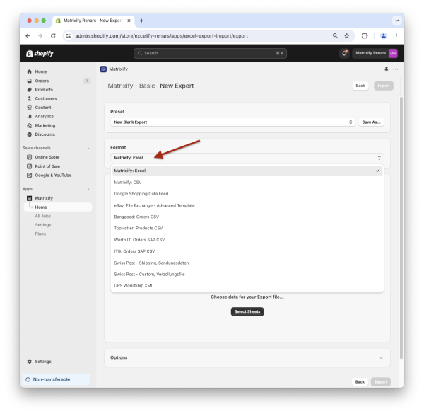 Export Shopify store data to a spreadsheet with Matrixify - Matrixify App