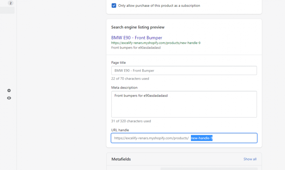 Bulk Update Product URLs by changing Product Handles - Matrixify App