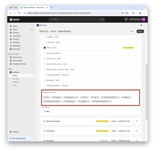 Export Shopify store data to a spreadsheet with Matrixify - Matrixify App