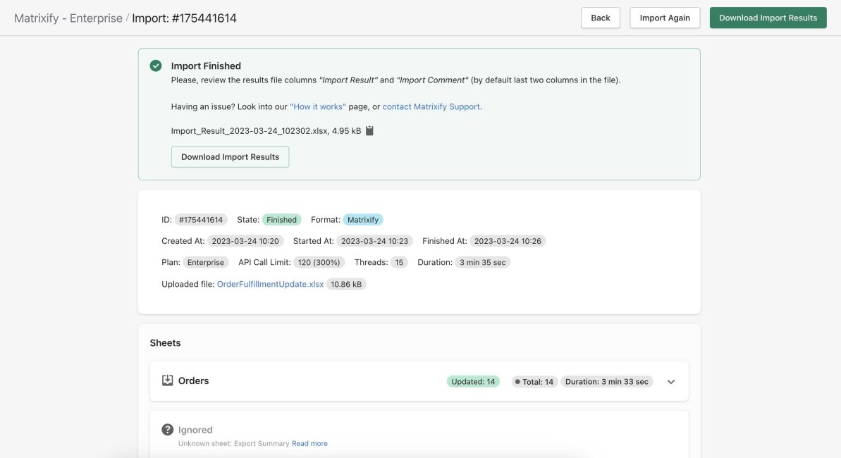 Export & Update Shopify tracking numbers in bulk with Matrixify