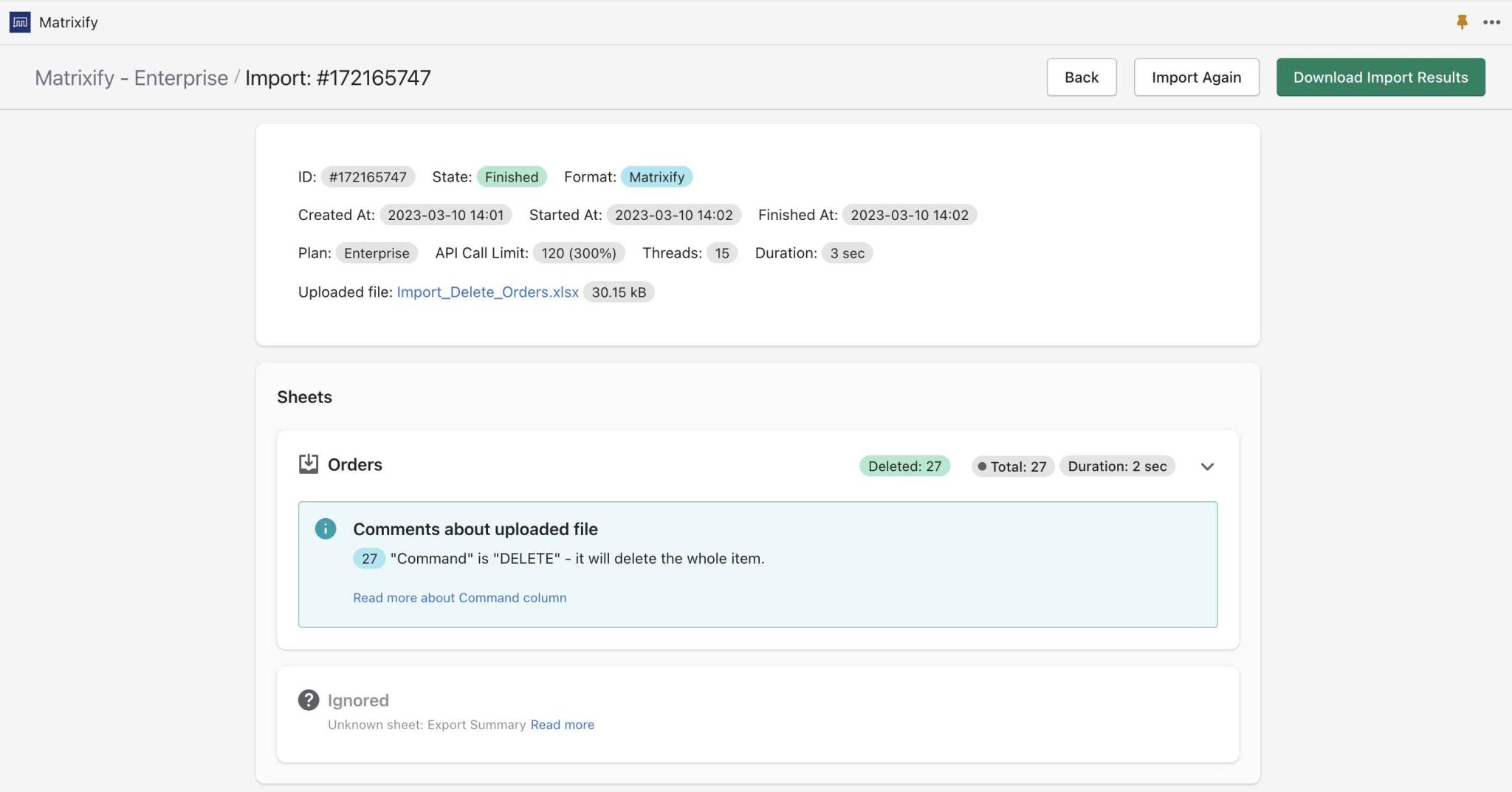 Bulk Delete Orders from Shopify - Matrixify App
