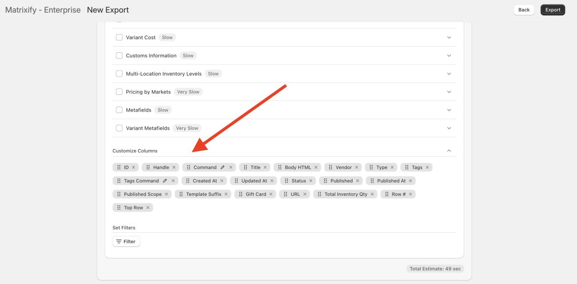 How to bulk export products from Shopify with Matrixify