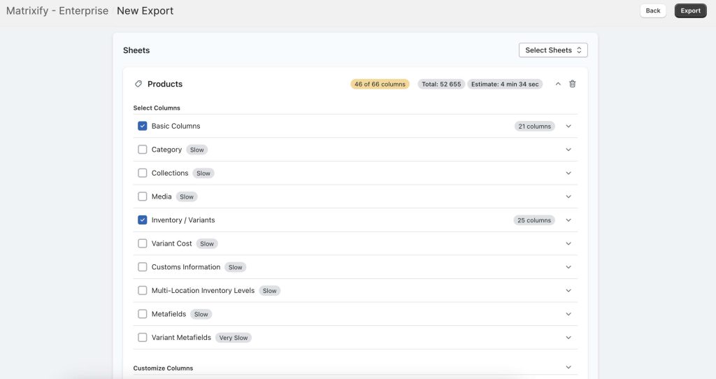Add variants to existing Shopify Products - Matrixify App