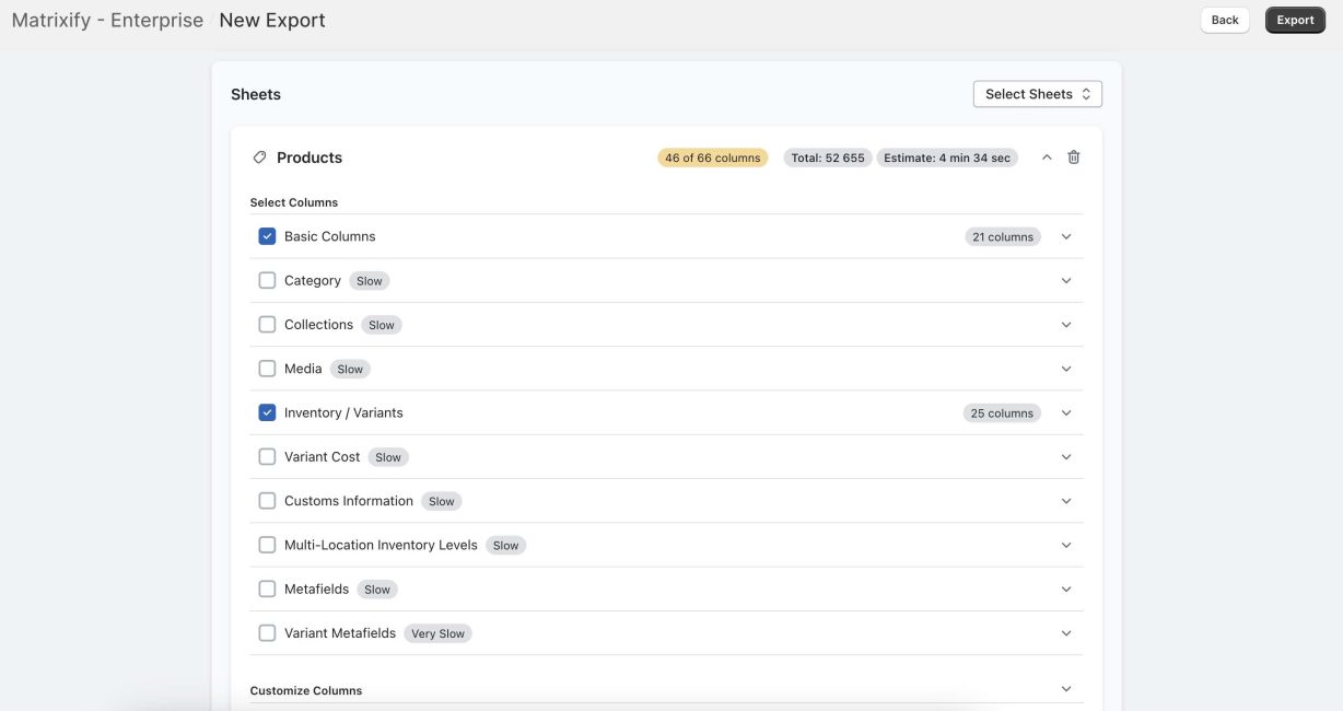 Add variants to existing Shopify Products - Matrixify App