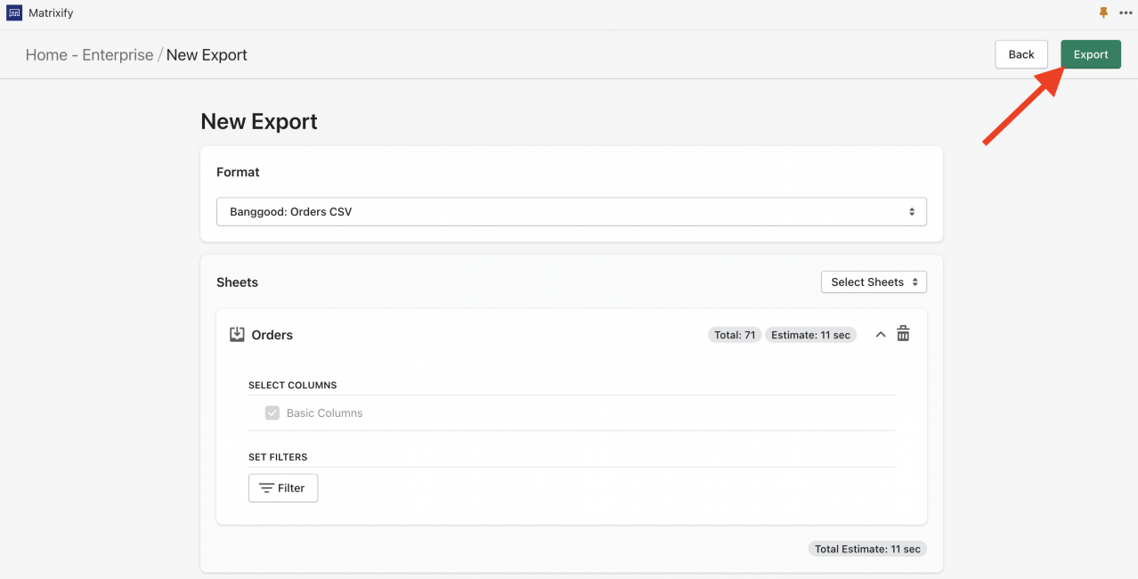 Export Orders from Shopify to Banggood - Matrixify App